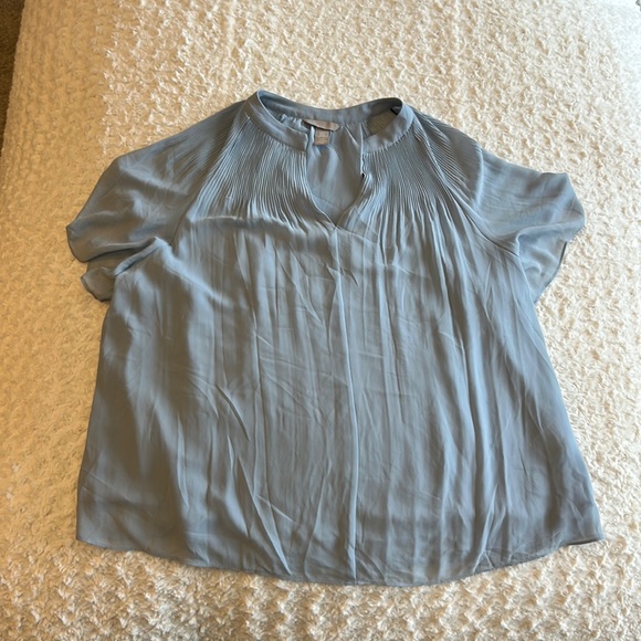 H&M | Tops | Baby Blue Work Blouse Xl | Poshmark